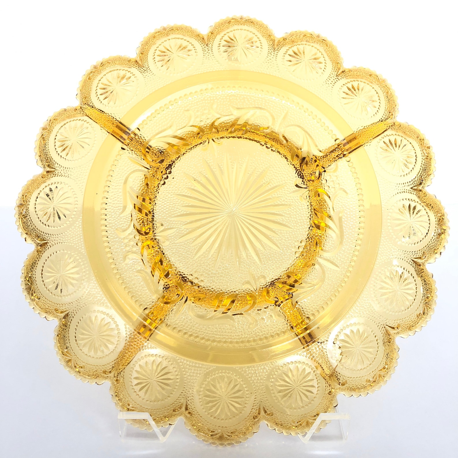 Vintage Yellow Amber Pressed Glass Divided Sectioned Plate - Etsy
