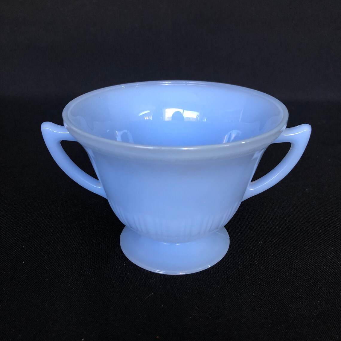 Beautiful Vintage Delphite Blue Glass Two Handle Open Sugar Bowl ...
