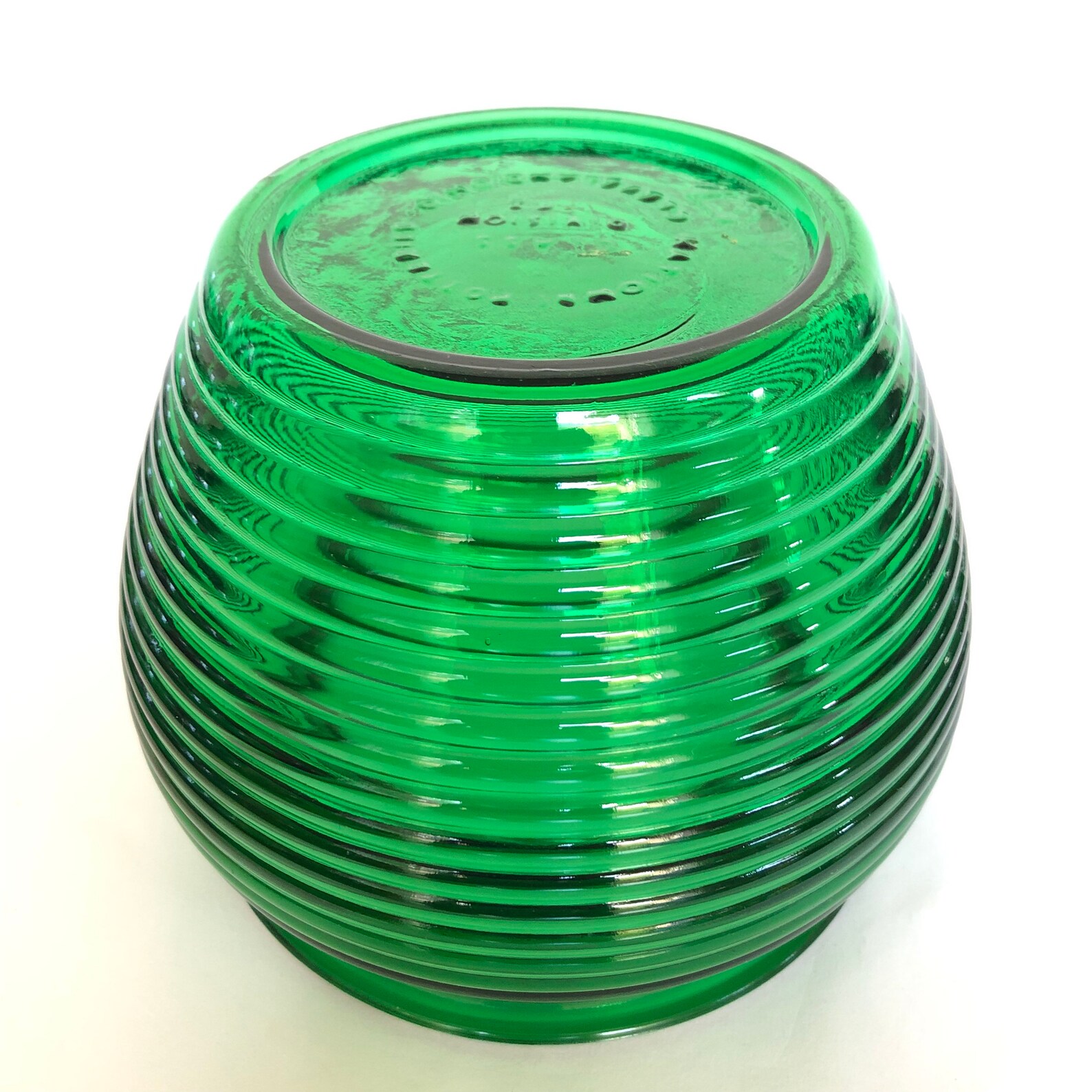 Vintage Emerald Green Pressed Glass Horizontally Ribbed | Etsy