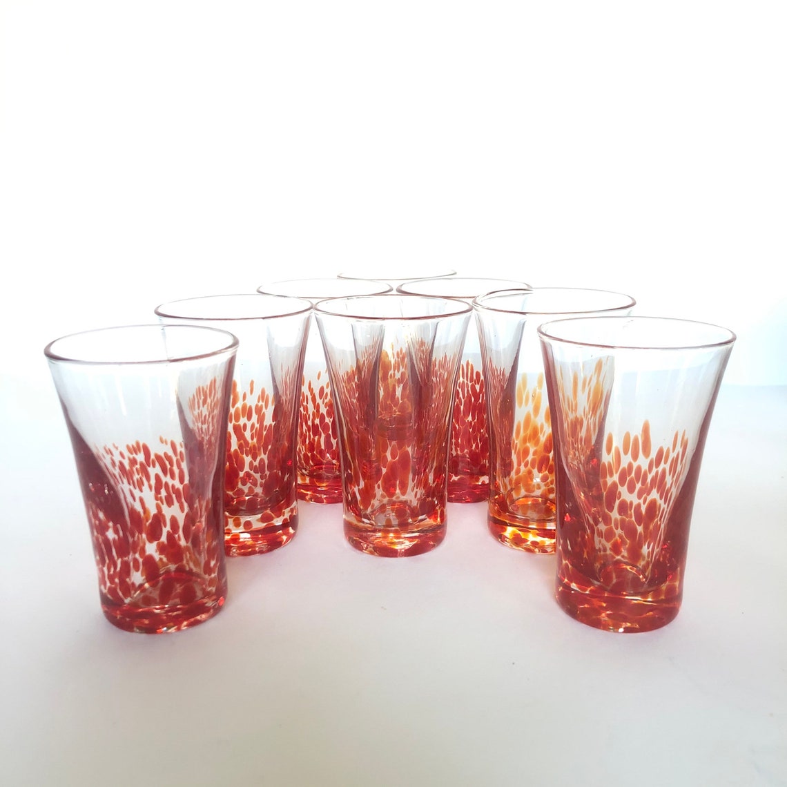Vintage Red Flared Shot Glasses Set – Retro Barware, Set of 8 - Etsy
