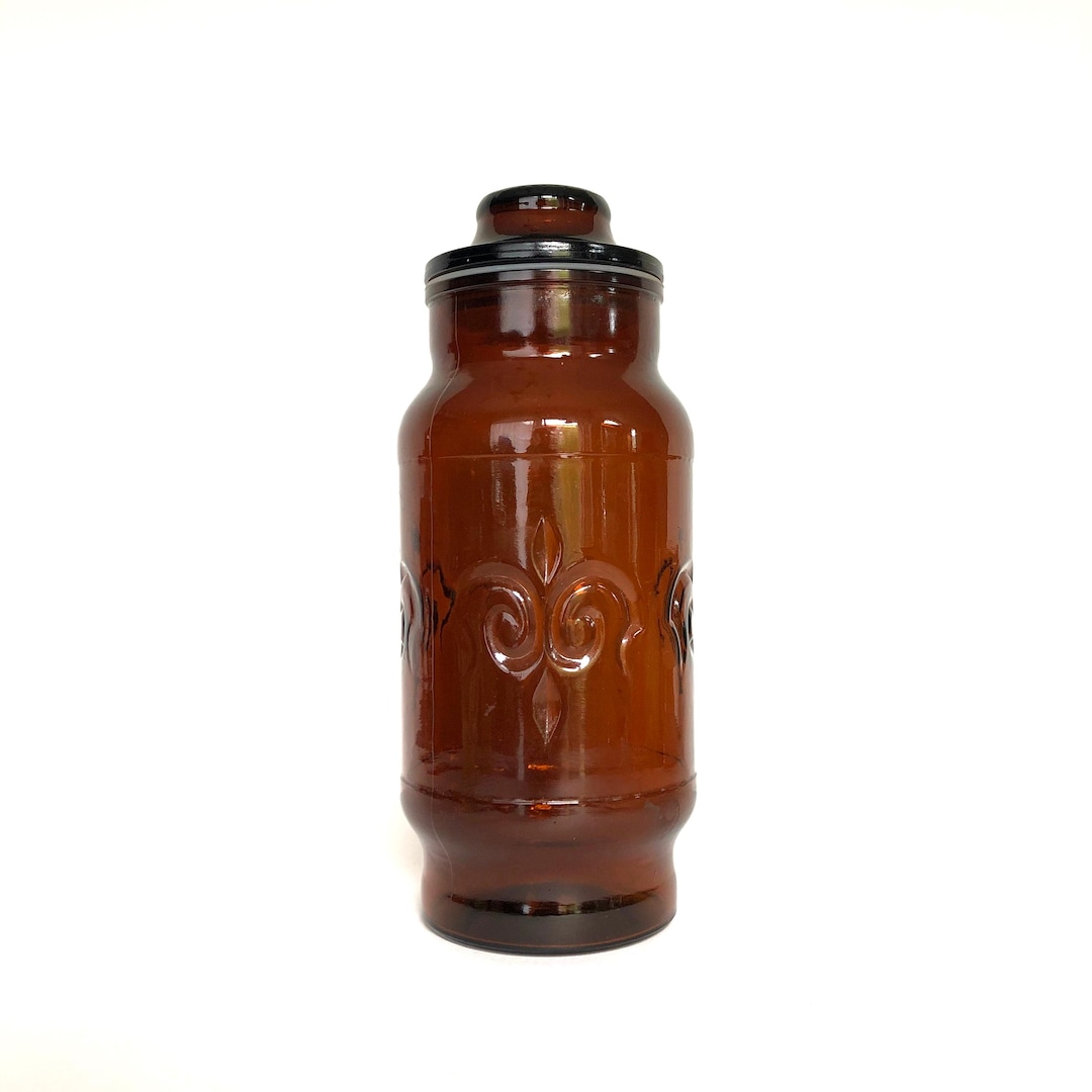 Vintage BORDEN CREMORA Amber Glass Canister Apothecary Jar C1970's - Etsy