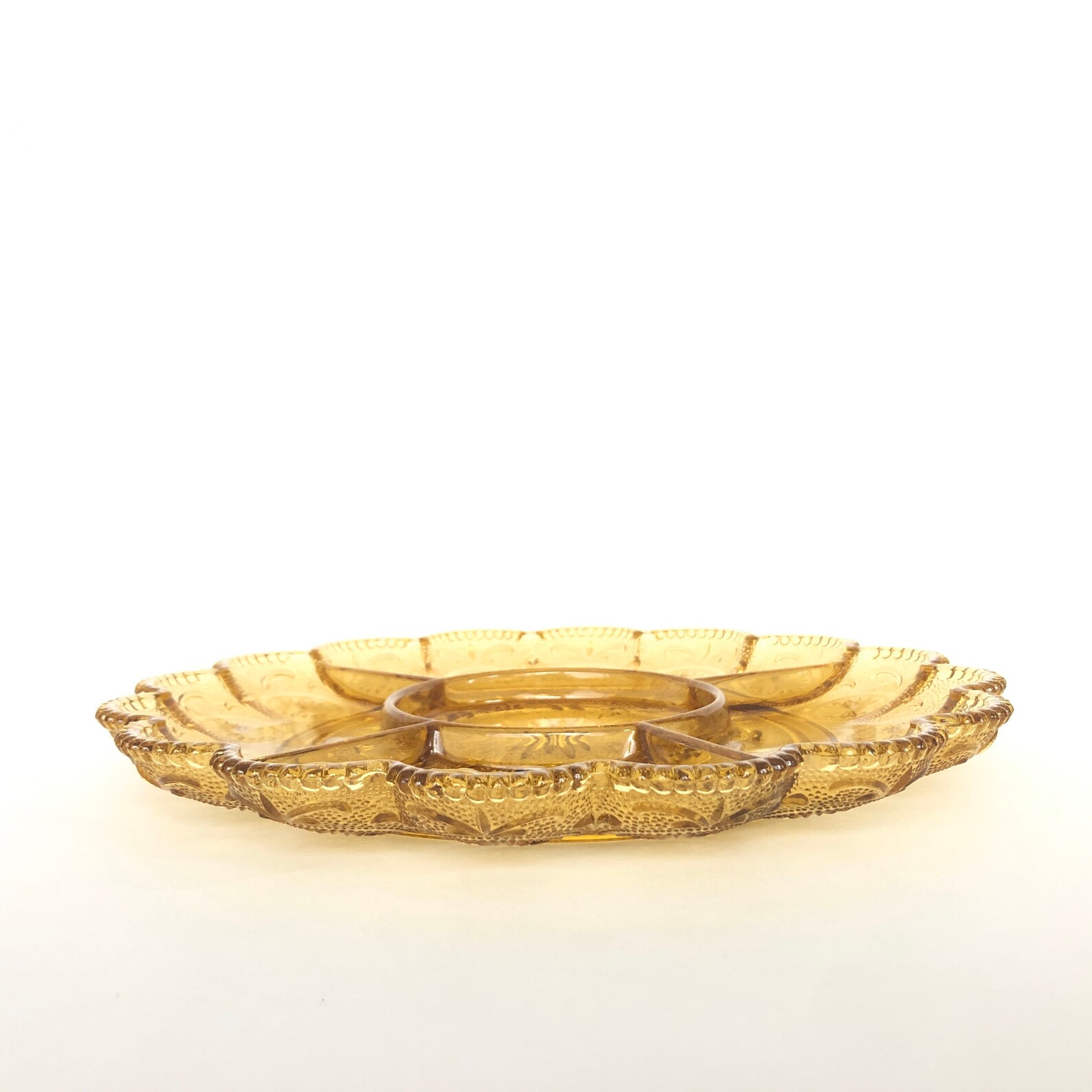 Vintage Yellow Amber Pressed Glass Divided Sectioned Plate - Etsy