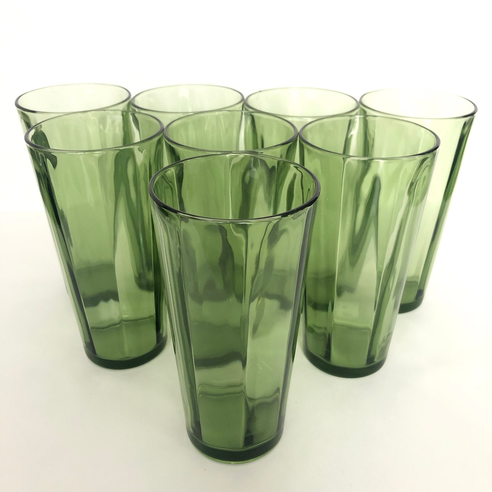 8 Super Retro 16oz Green Panelled Glass Highball Cocktail - Etsy
