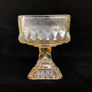 Vintage Glass Wedding Cake Box Square Pedestal Bowl Candy Dish by ...