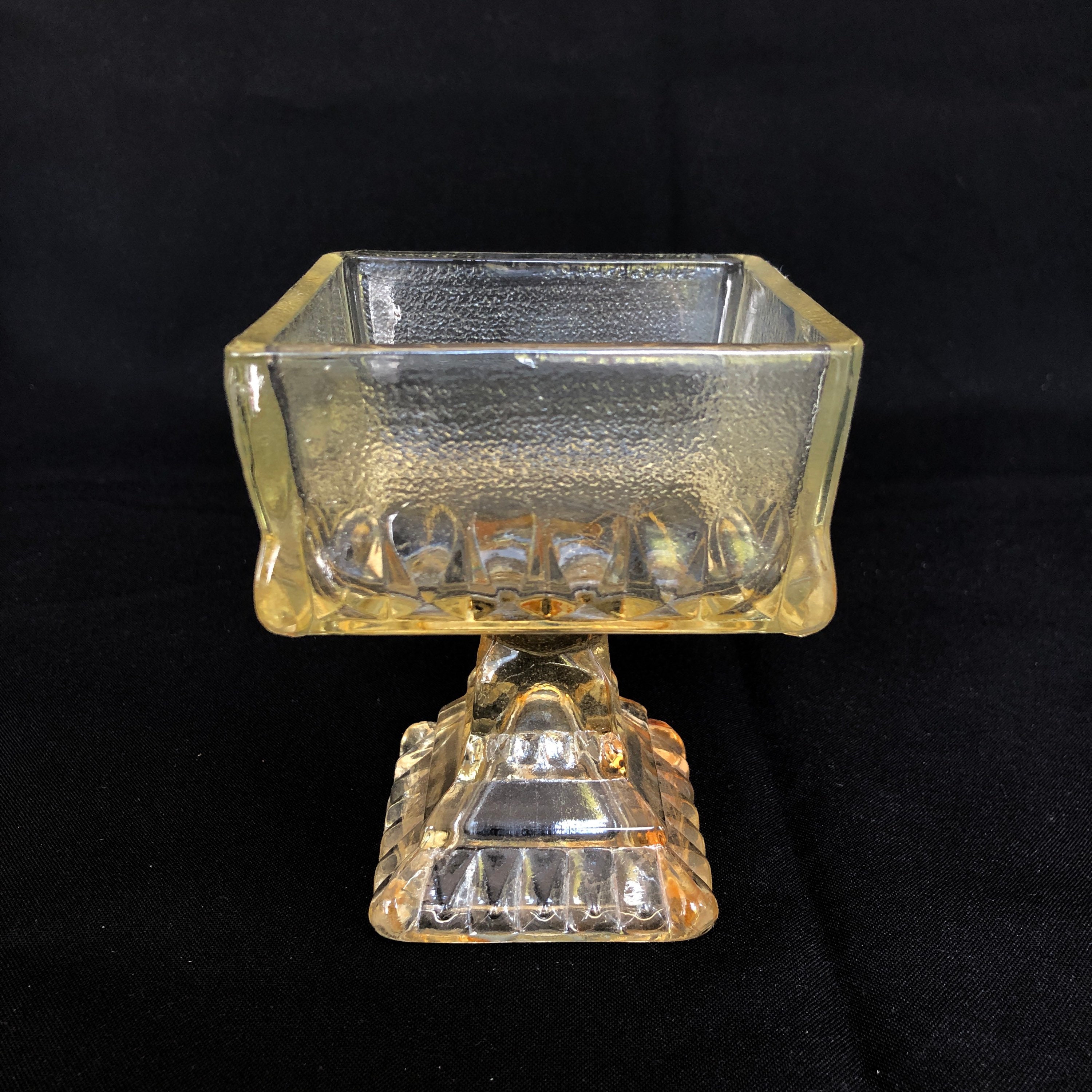 Vintage Glass Wedding Cake Box Square Pedestal Bowl Candy Dish | Etsy