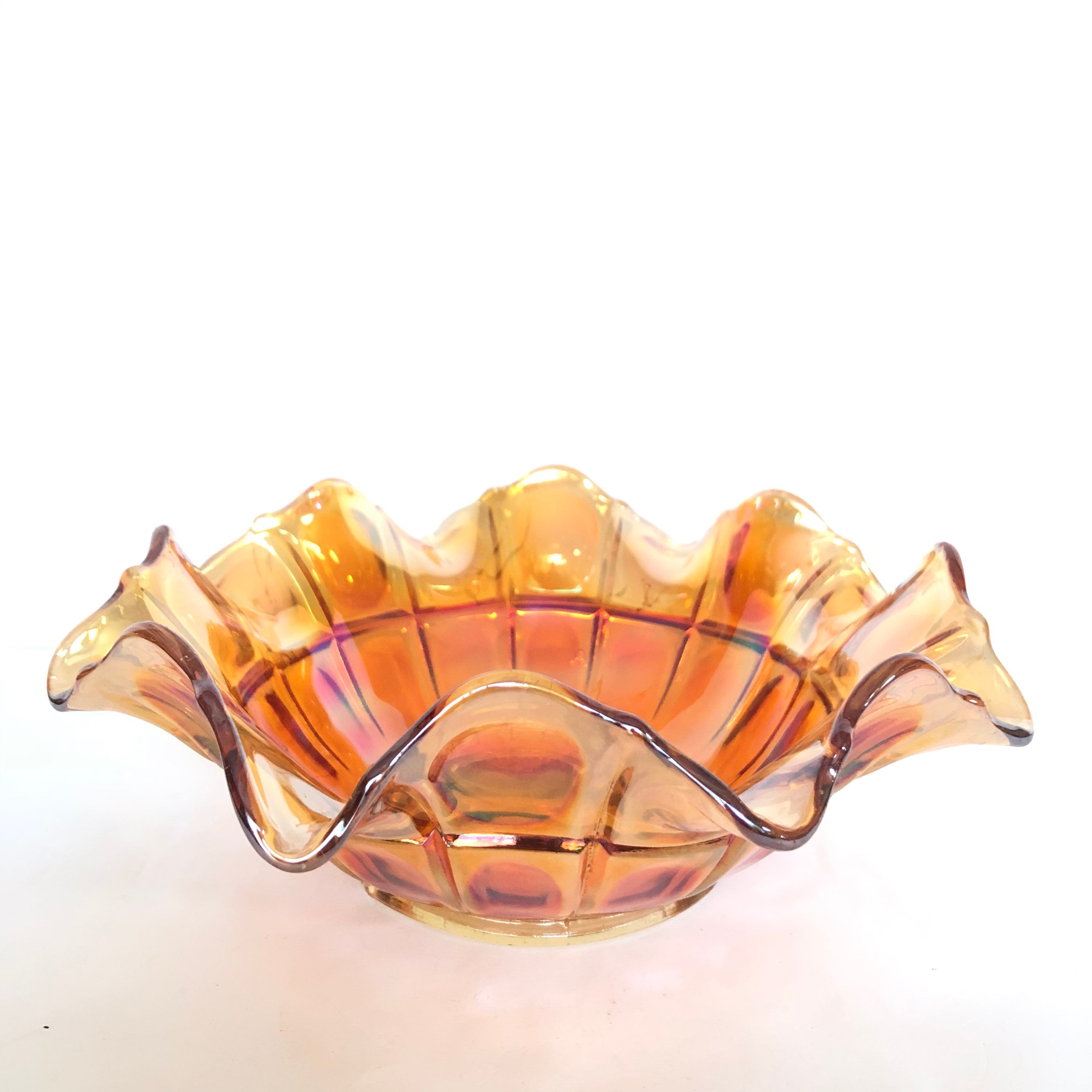 Vintage Ruffled Rim 9 Carnival Glass Bowl - Etsy