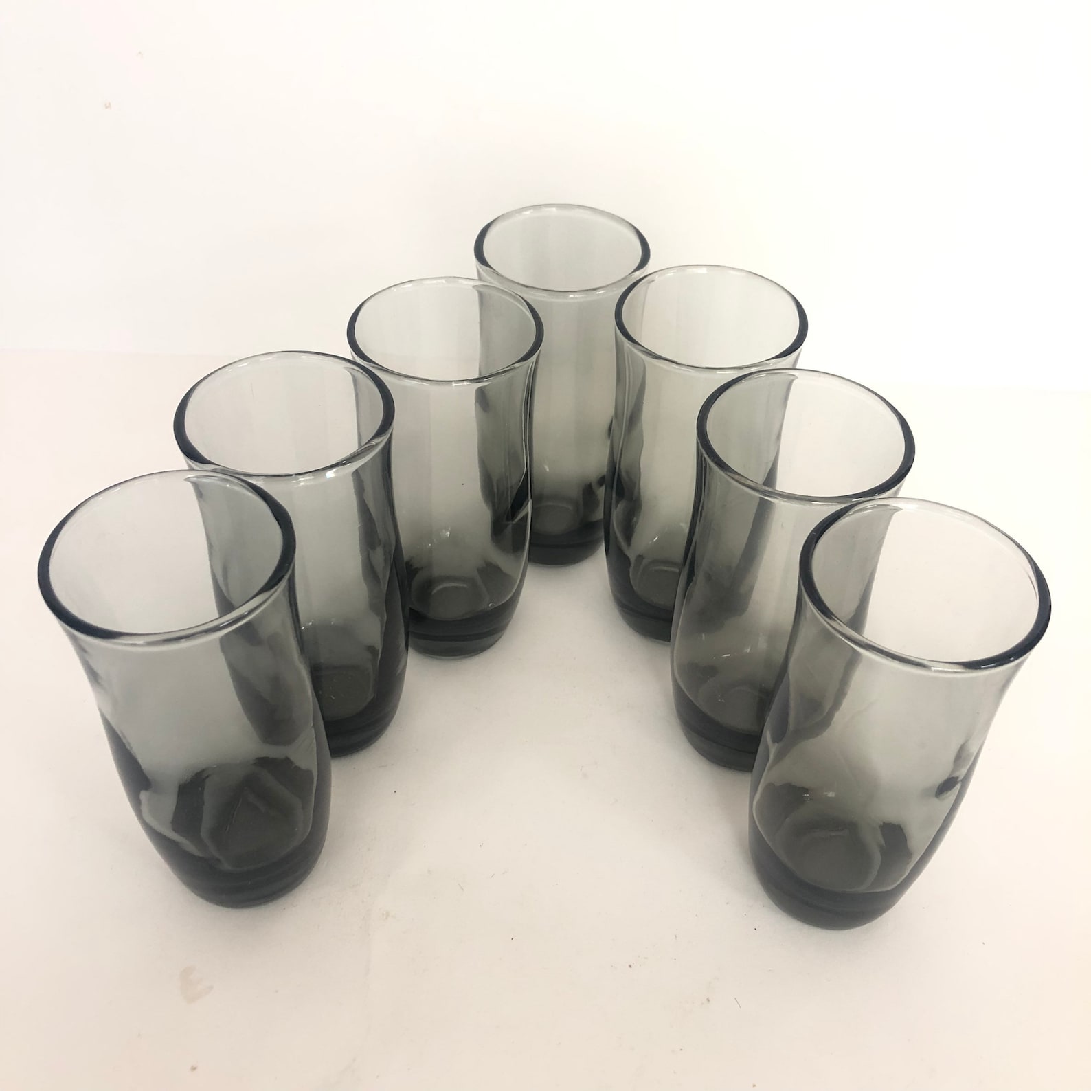 Set of 8 Vintage Smoky Glass 4.5oz Small Cocktail or Juice Glasses - Etsy