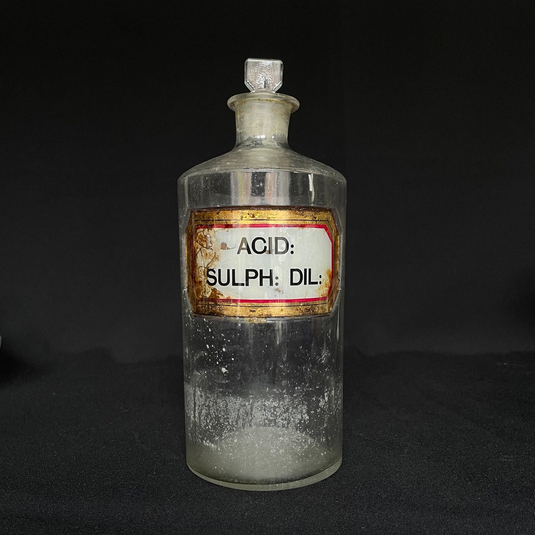 Antique Sulphuric Acid Glass Bottle - Apothecary Jar - Antique Pharmacy ...