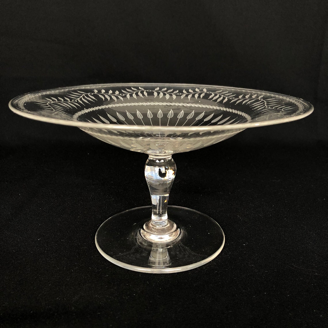 Gorgeous Ornately Etched Vintage Crystal Shallow Pedestal Bowl - Etsy
