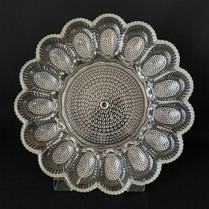 RARE Clear Vintage Glass Devilled Egg Platter Vintage Egg Tray Retro ...