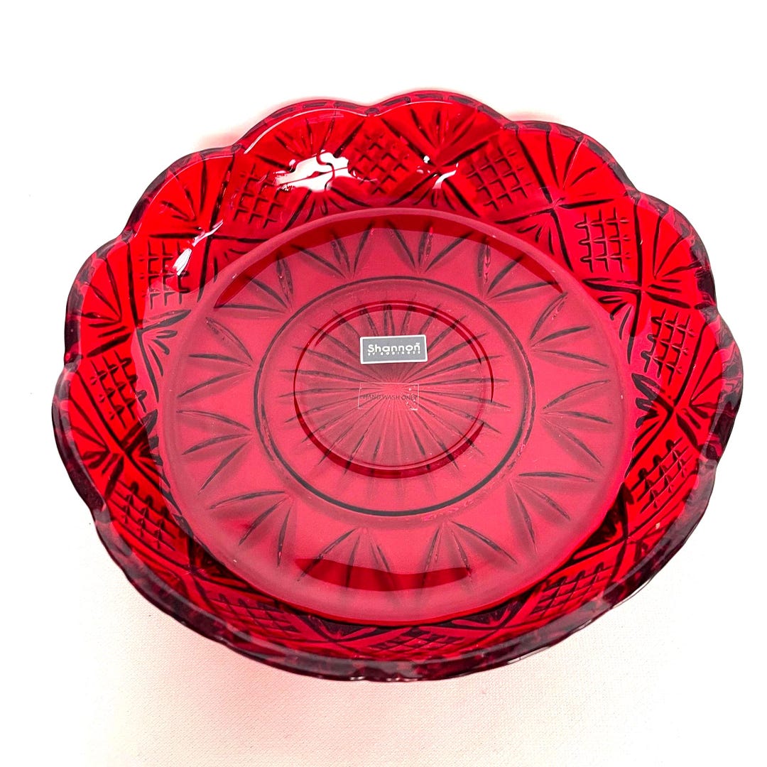 Vintage Godinger Shannon Ruby Red Glass Server - Made in Italy - Etsy