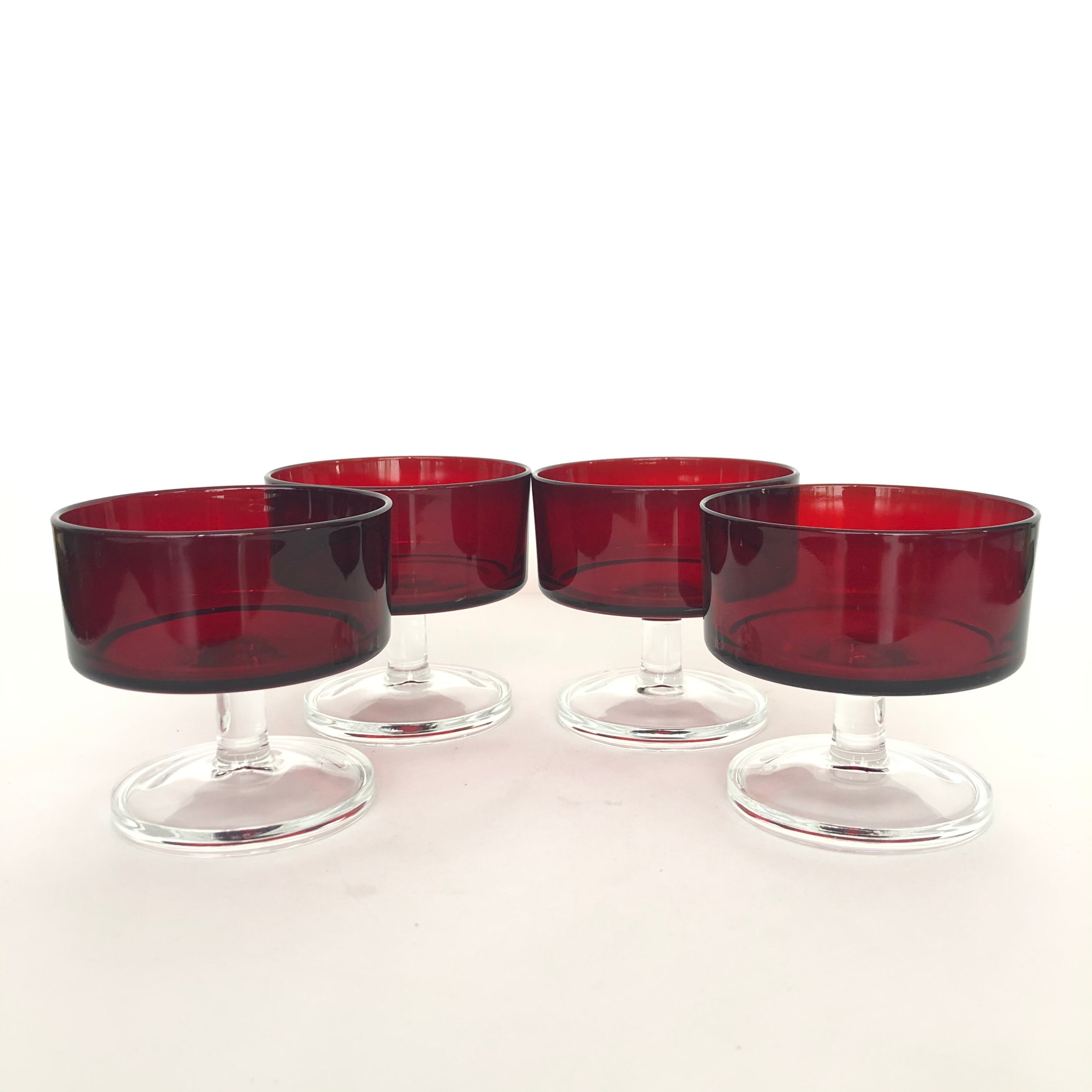 4 Vintage Cavalier Ruby Red Glass 6oz Champagne Coupes by - Etsy Polska