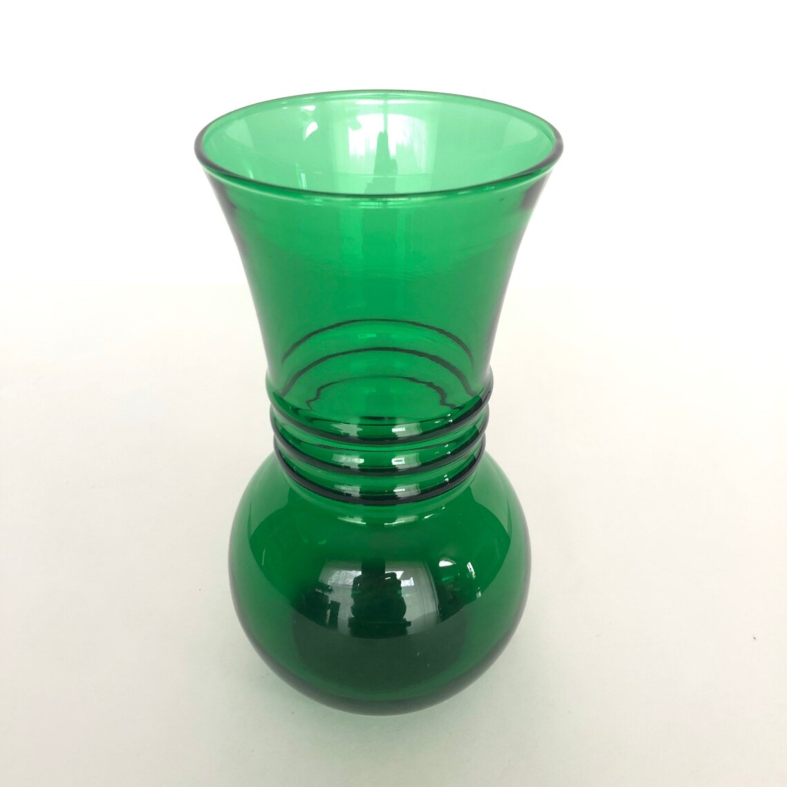 Small Brilliant Emerald Green Vintage Glass Bouquet Vase - Etsy