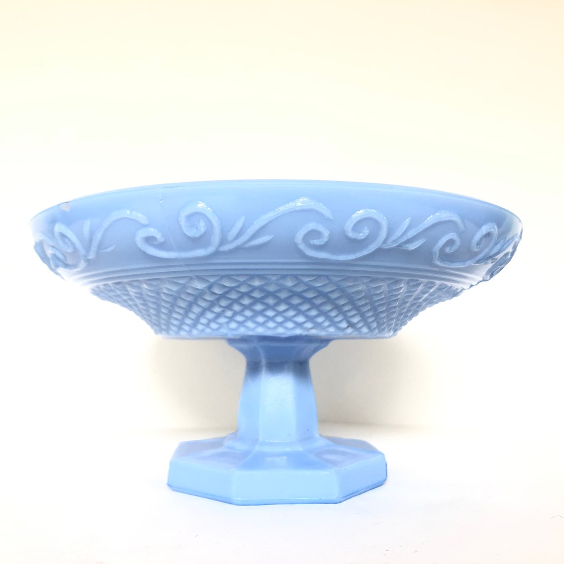 RARE Incredible Antique Delphite Blue Glass Pedestal Bowl - Etsy