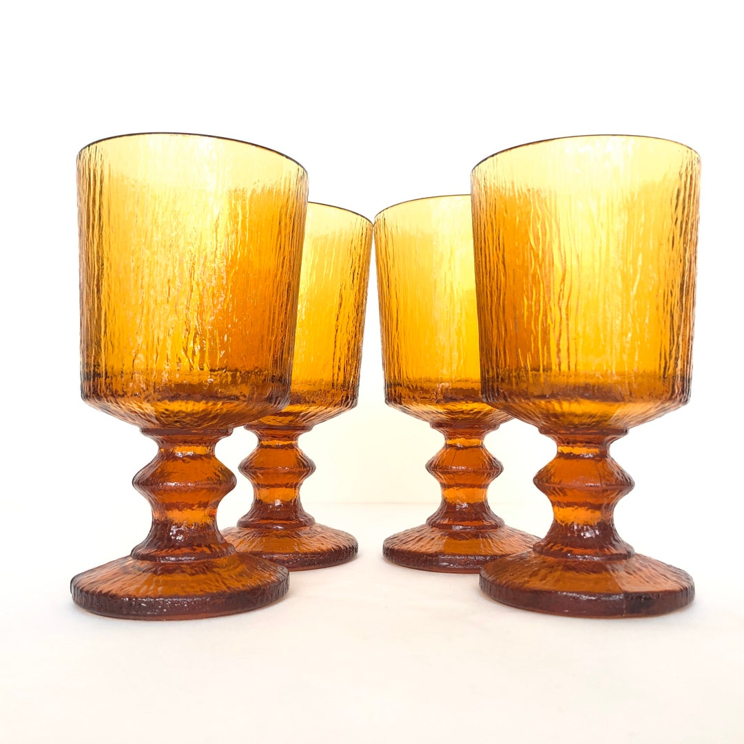 Four Sturdy Vintage 8oz Ravenhead ‘siesta’ Wine Goblets Textured ...