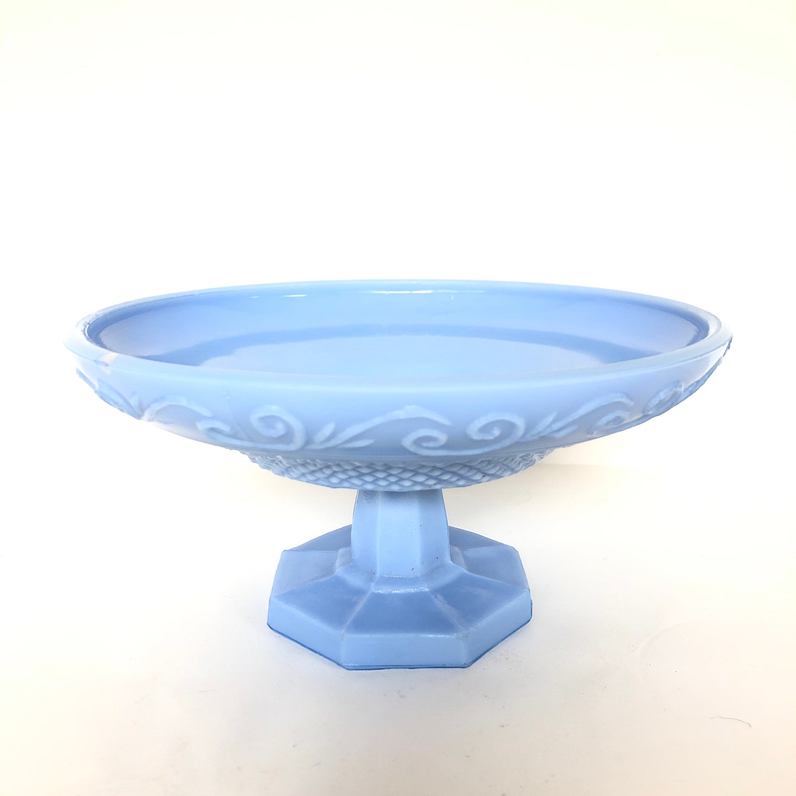 RARE Incredible Antique Delphite Blue Glass Pedestal Bowl - Etsy