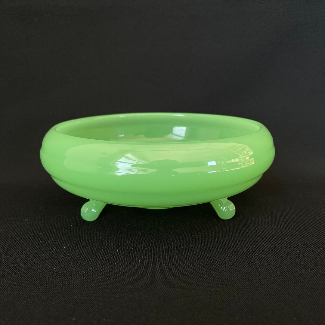 RARE Antique FENTON Jadeite Bowl Three Footed Jadeite Dish - Etsy