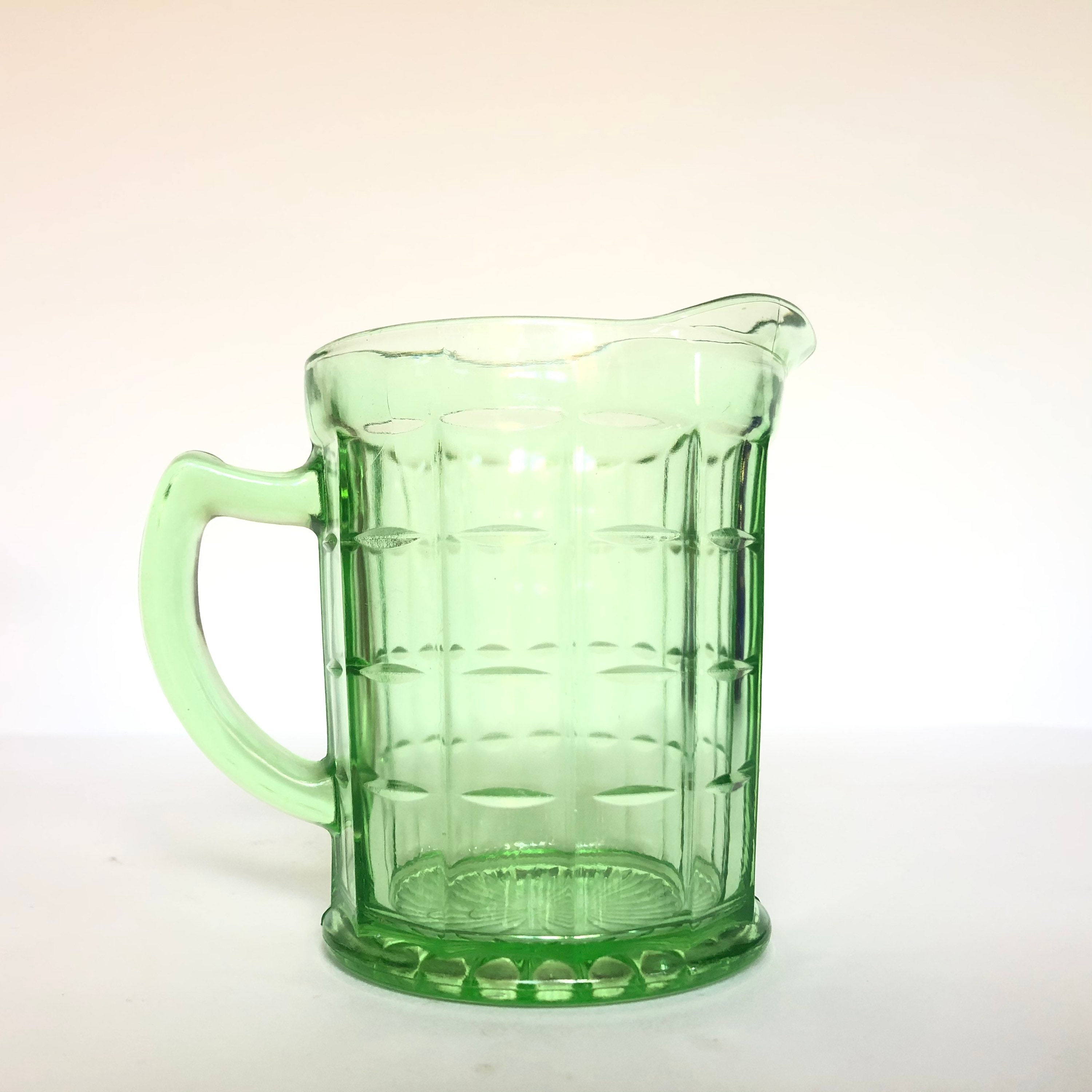Vintage Hazel Atlas Vaseline Glass Creamer & Sugar Set, Colonial Block ...