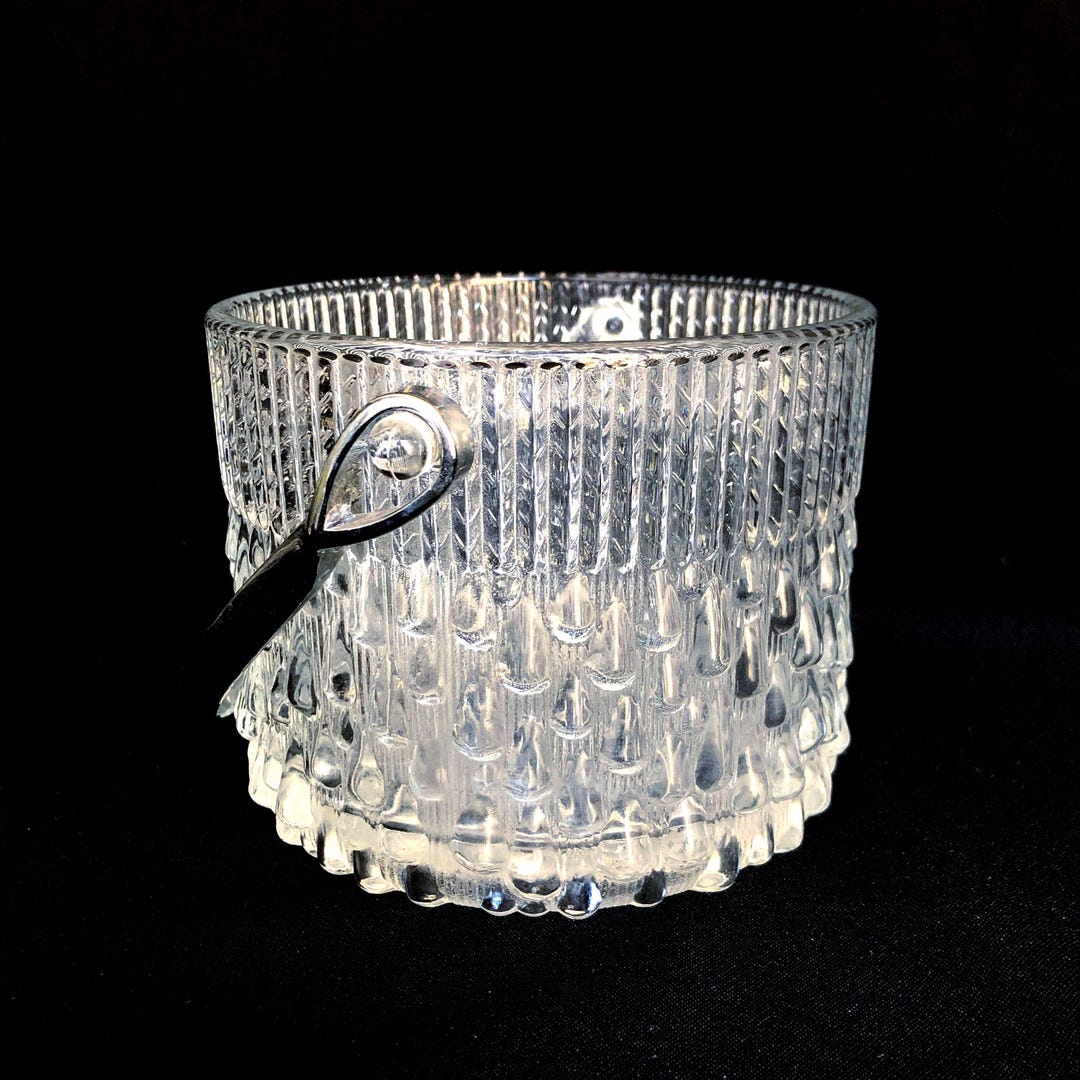 Funky Tear Drop Vintage Clear Glass Ice Bucket - Vintage Barware ...