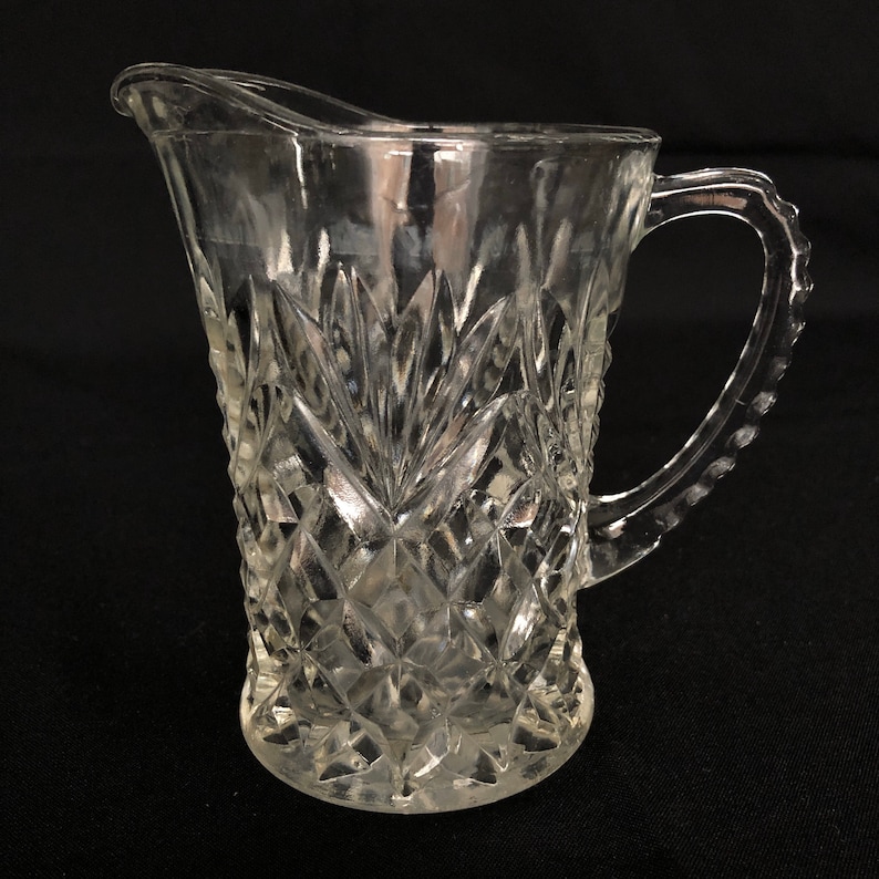 Small Vintage Clear Prescut Glass Pitcher Jug | Etsy