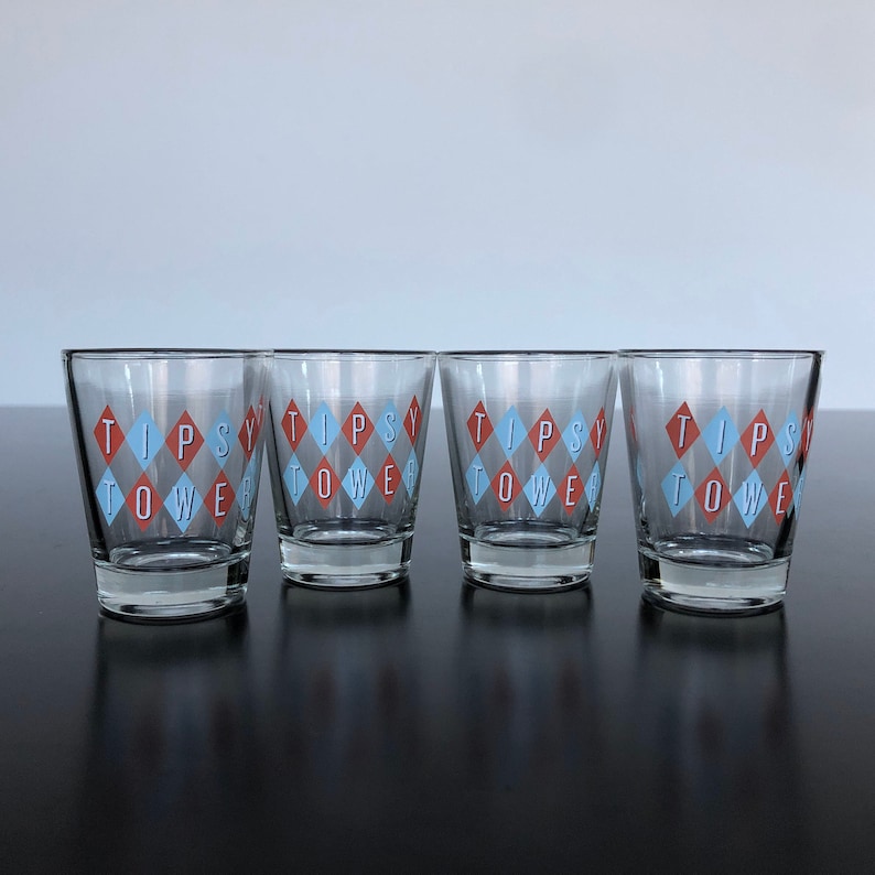 Set of 4 Vintage Classic Retro Shot Shooter Glasses TIPSY - Etsy