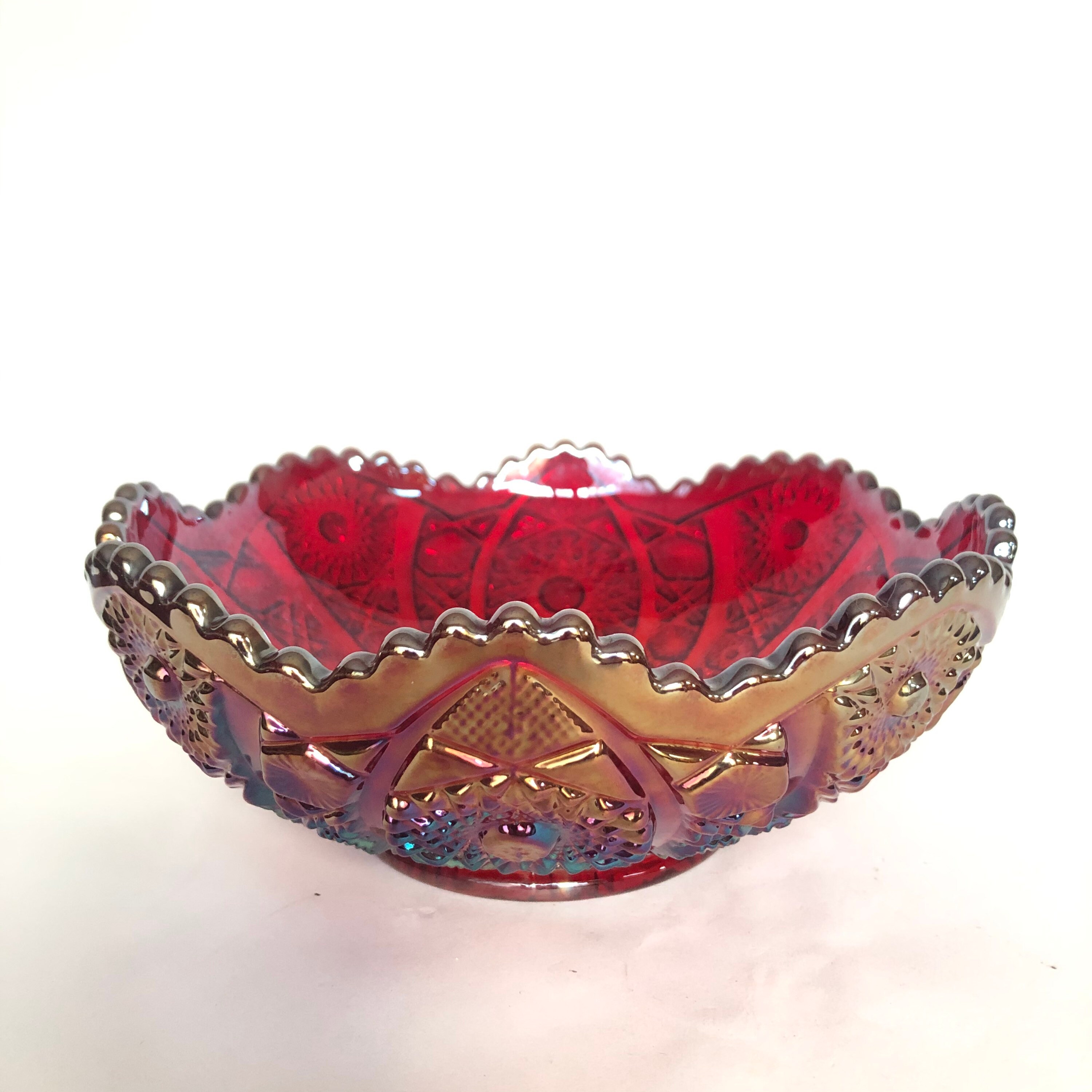 Vintage Imperial Glass Red Carnival Glass Bowl - Etsy