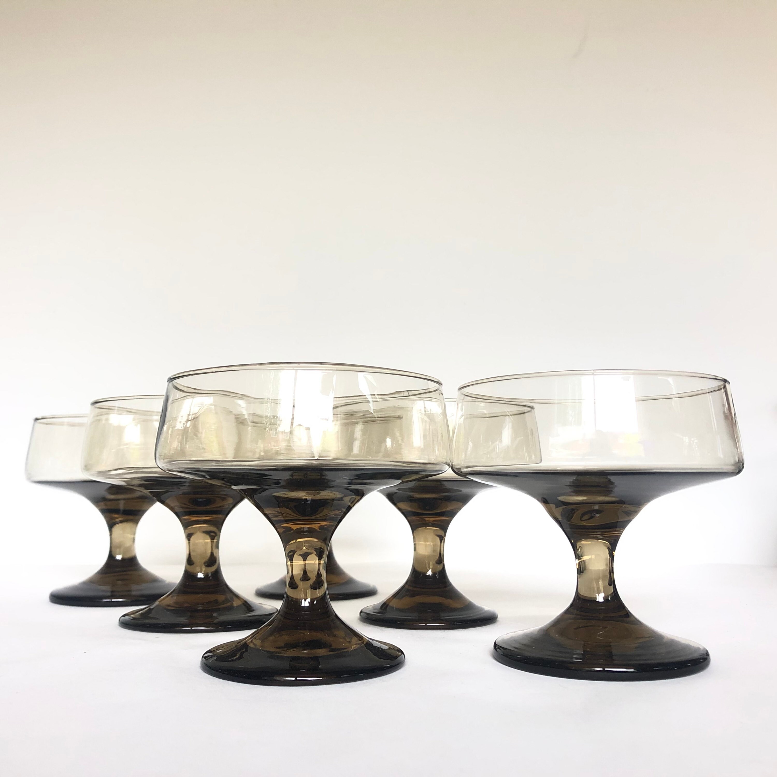 Set of 6 Super Groovy Retro Smokey Glass oz Champagne Cocktail | Etsy