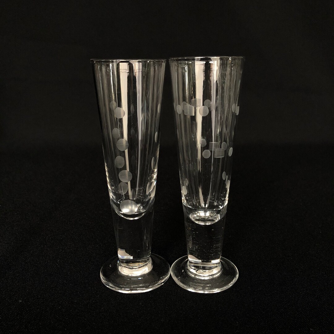 2 Vintage Etched 2oz Stemmed Shot Glass - Shooters - Etsy