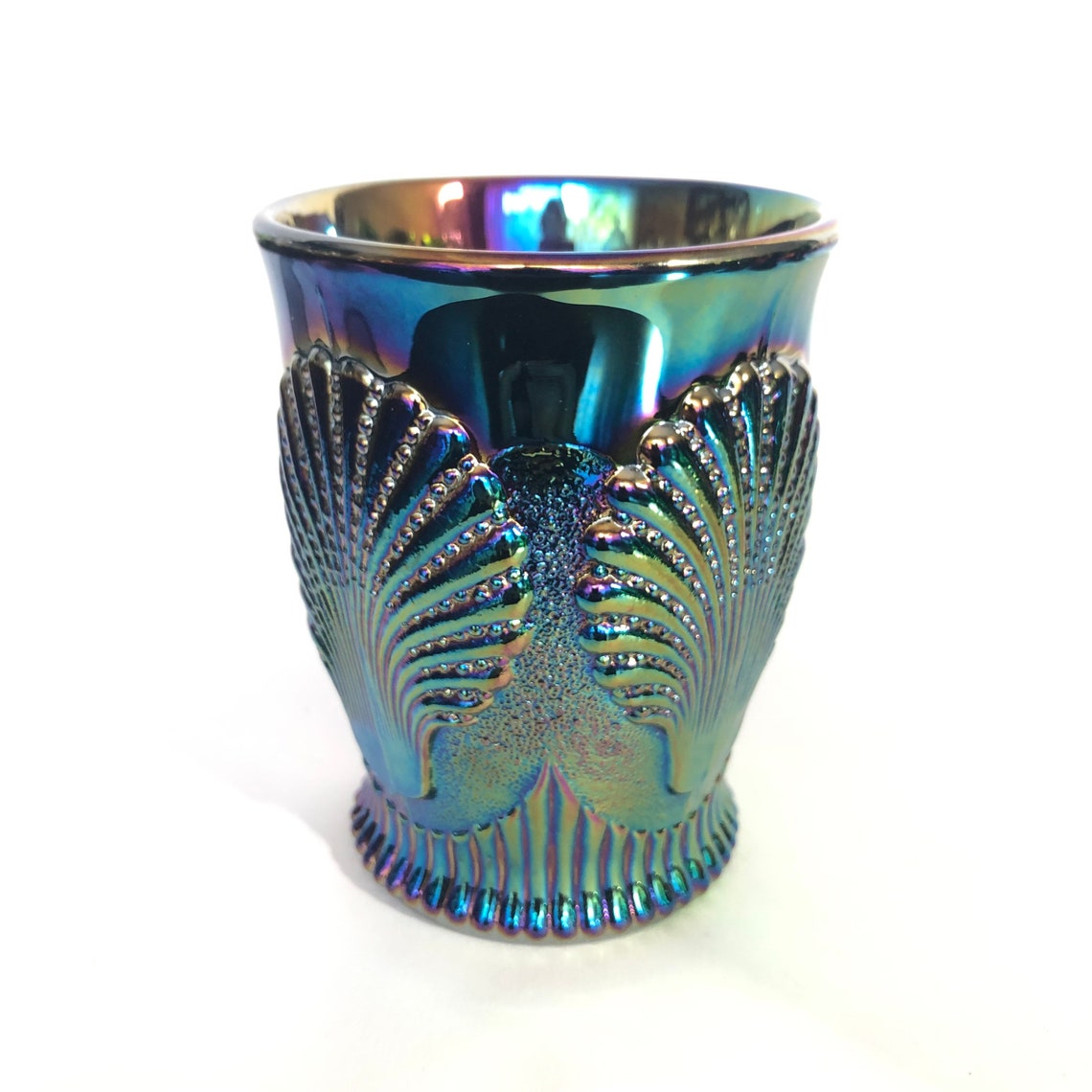 RARE - Vintage Beaded Shell Amethyst Carnival Glass 9oz Tumbler by ...