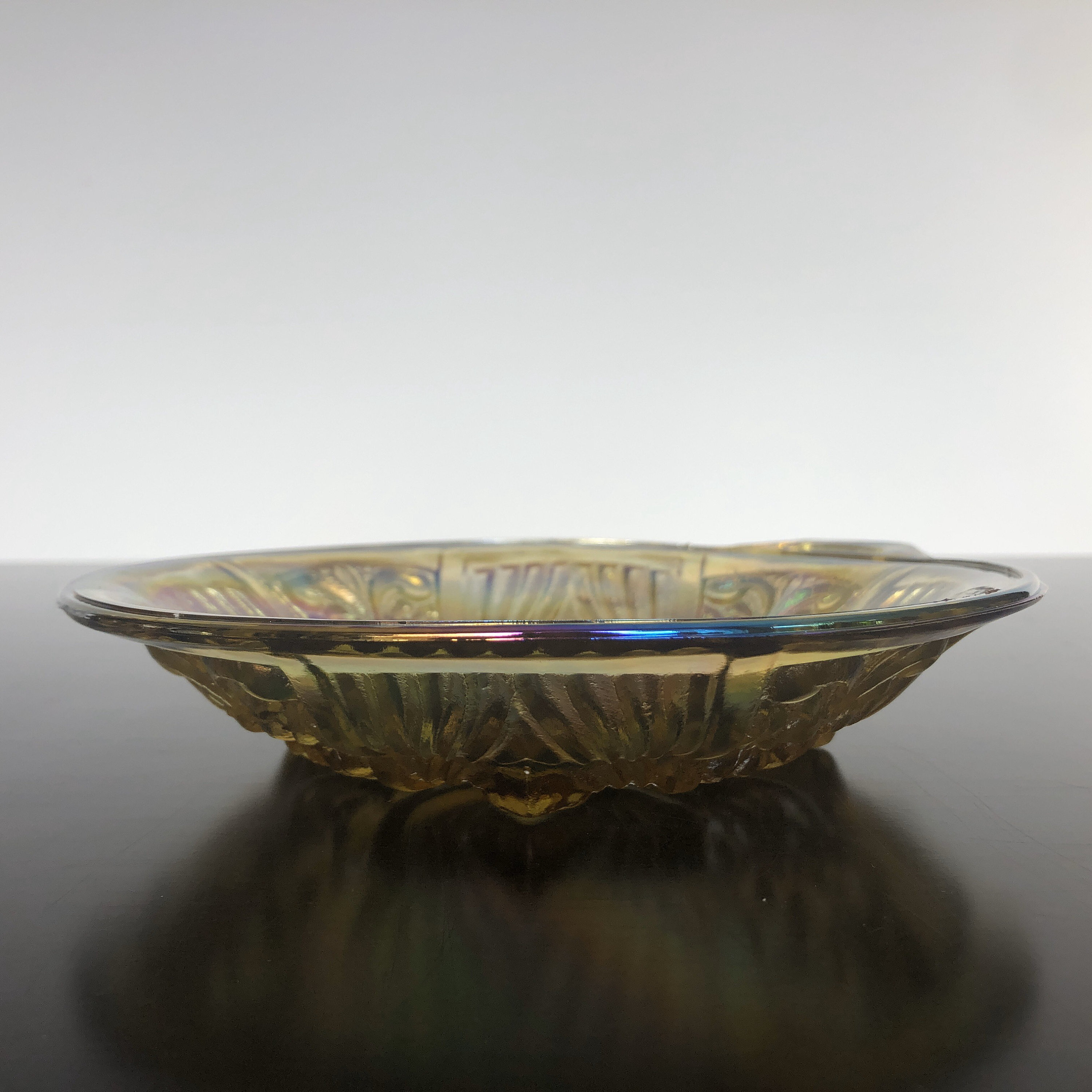 Vintage Golden Carnival Glass Dish / Serving Plate 2 Sections | Etsy