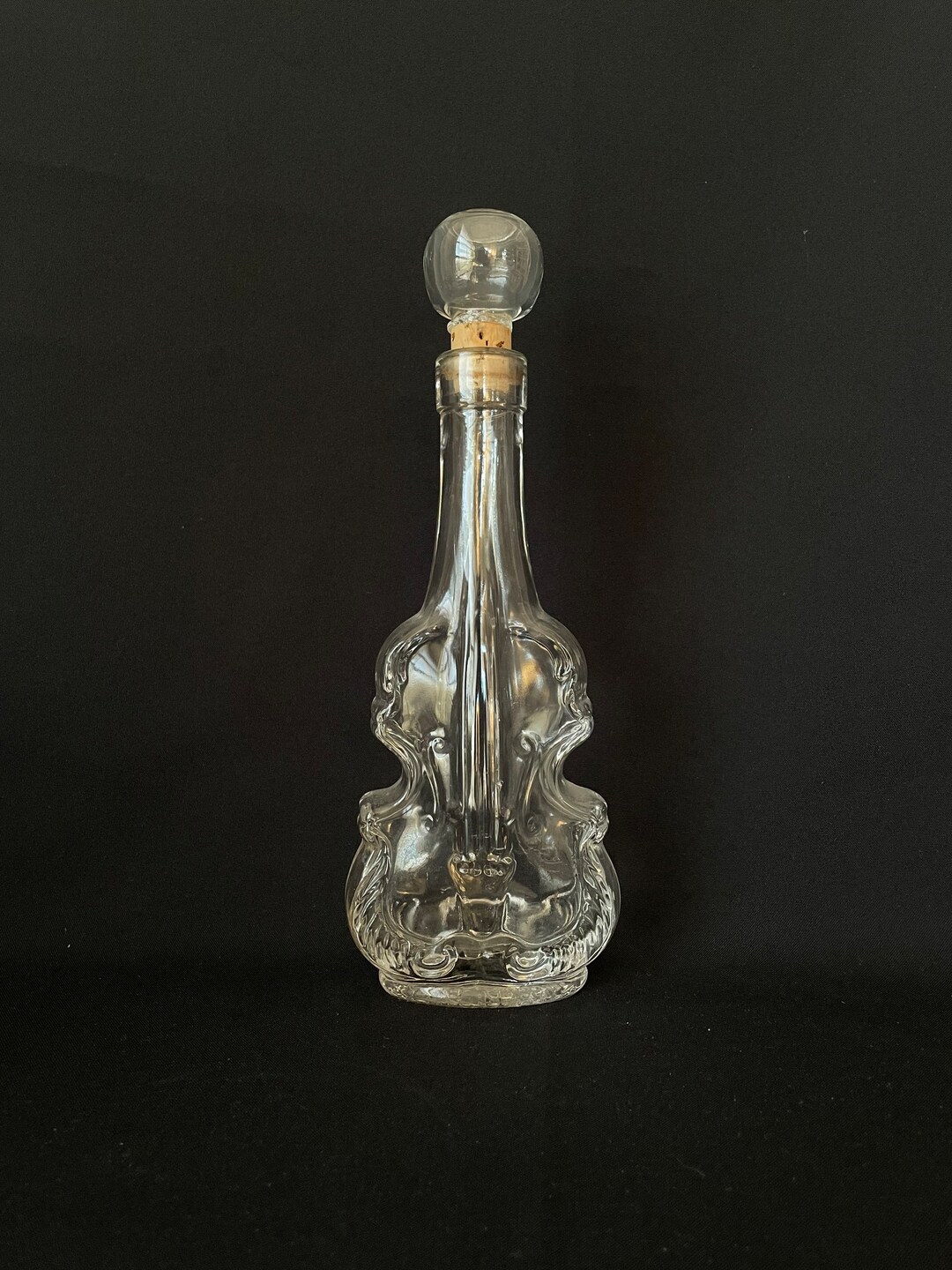 Vintage Avocado Green Imperial Glass Violin Cello Fiddle Embossed Glass ...