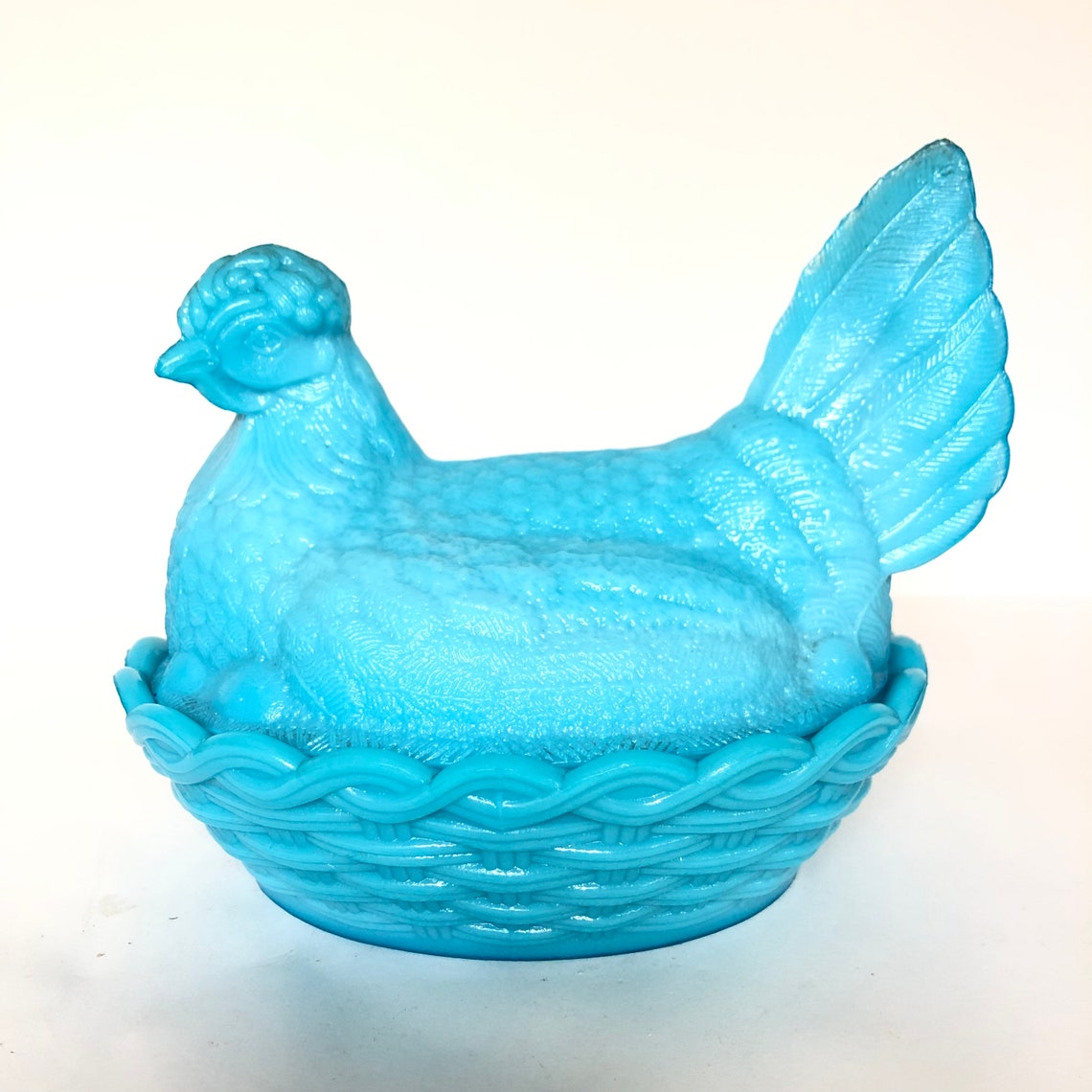 RARE Large Vintage Blue Slag Glass Hen on Nest Covered - Etsy
