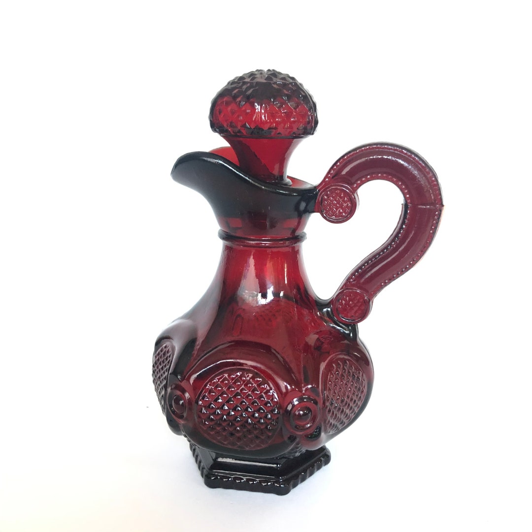 Vintage Ruby Red Glass Cape Cod Collection - for Avon - Cruet Pitcher ...