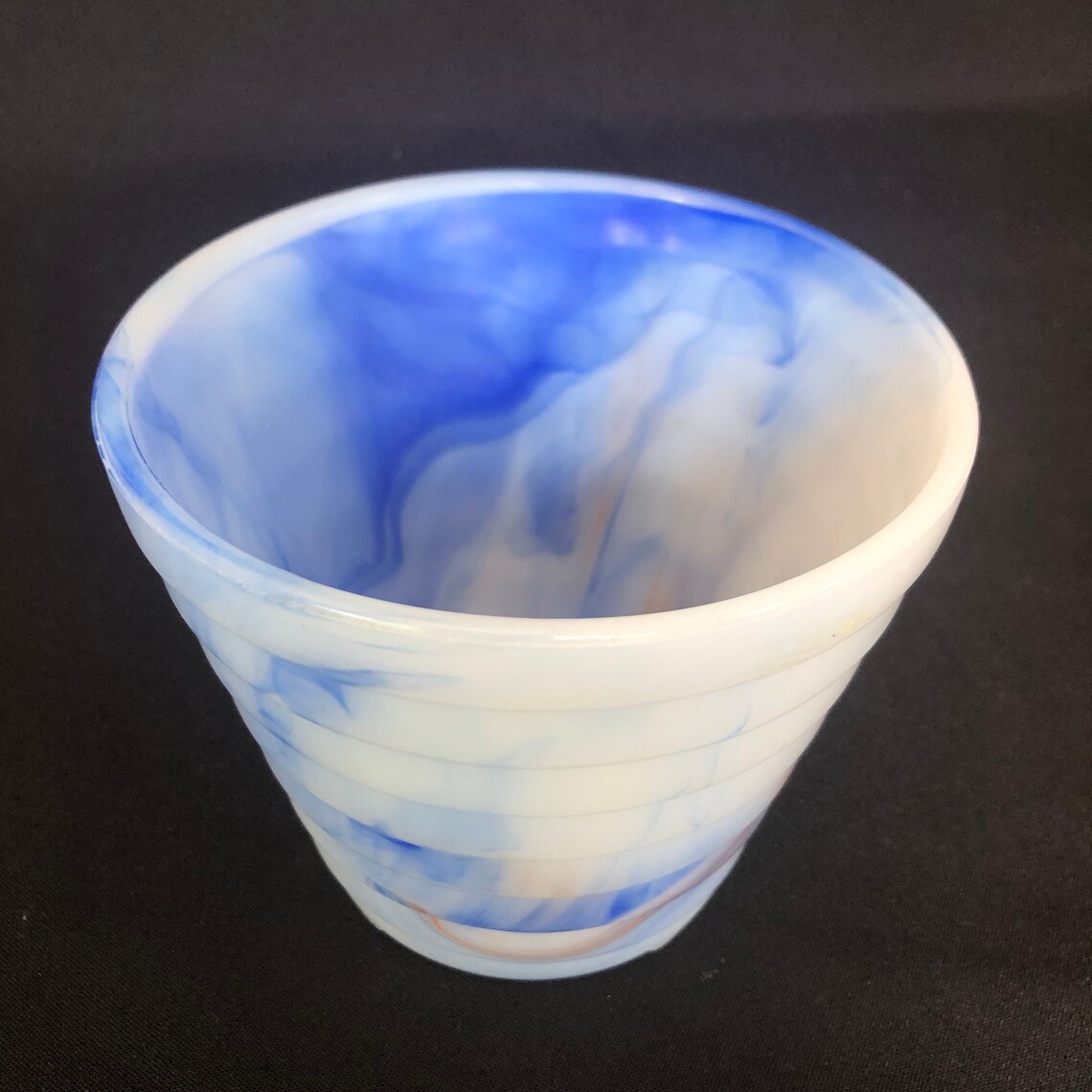 Vintage Akro Agate Glass 9 Blue Swirl Footed Planter Akro - Etsy