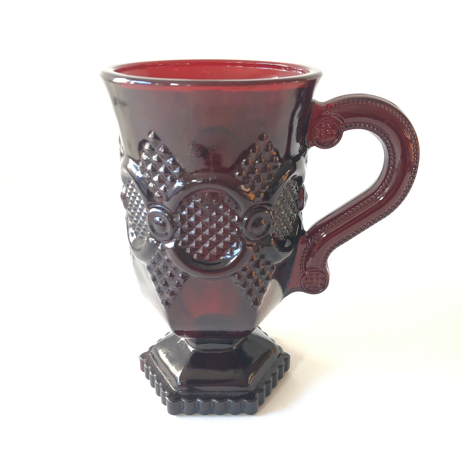 Ruby Red Vintage Glass Footed 6.5oz Mug in the Cape Cod | Etsy