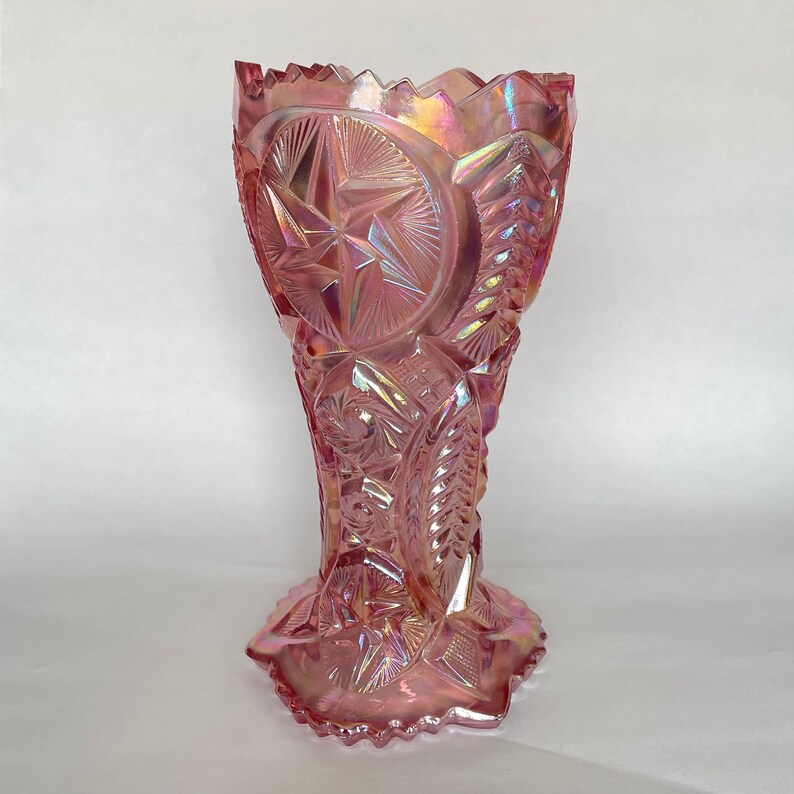 RARE Antique Nortec Pattern Pink Carnival Prescut Glass | Etsy