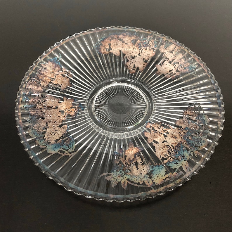 Vintage Clear Glass Serving Plate Platter Tray With Ornate | Etsy