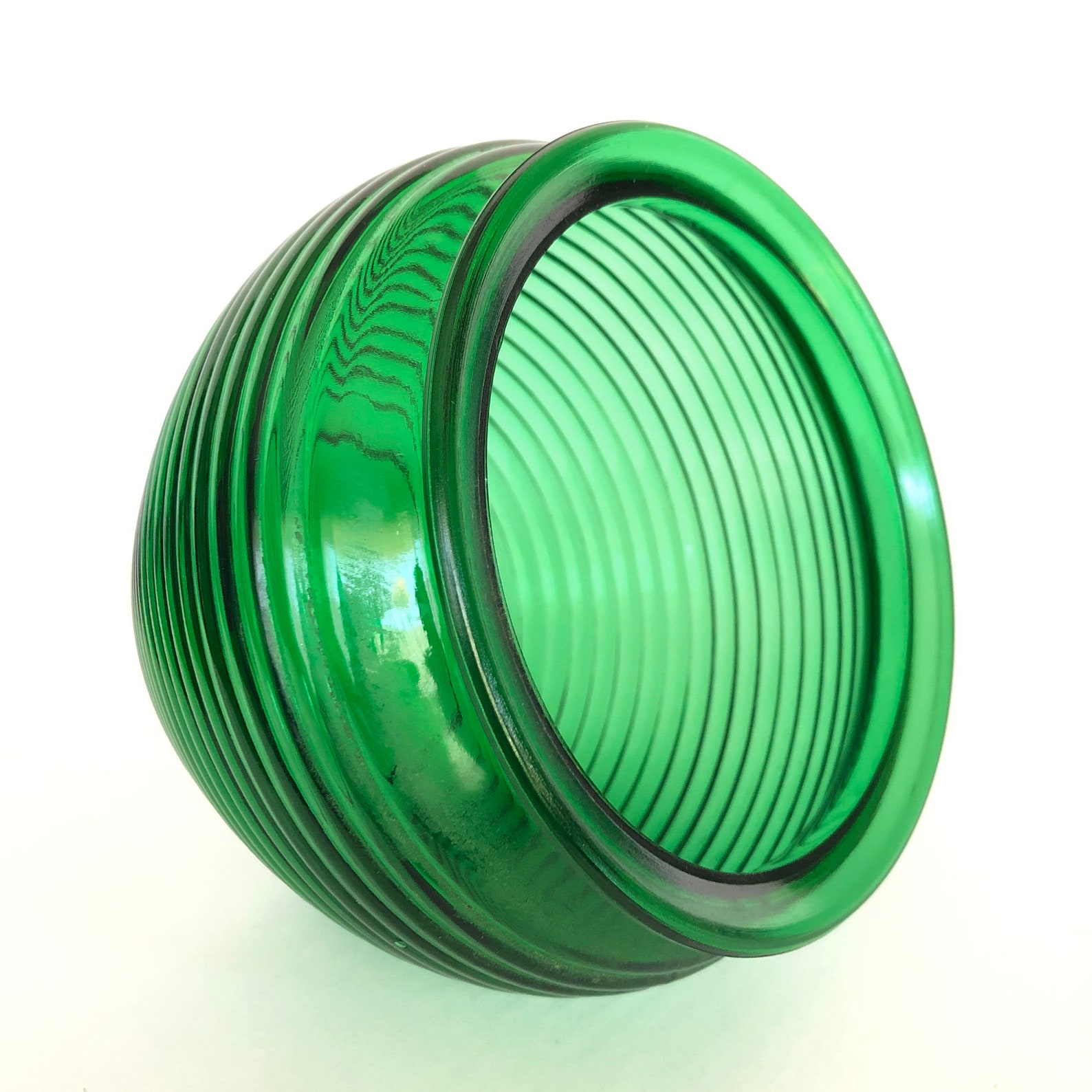 Vintage Emerald Green Pressed Glass Horizontally Ribbed - Etsy