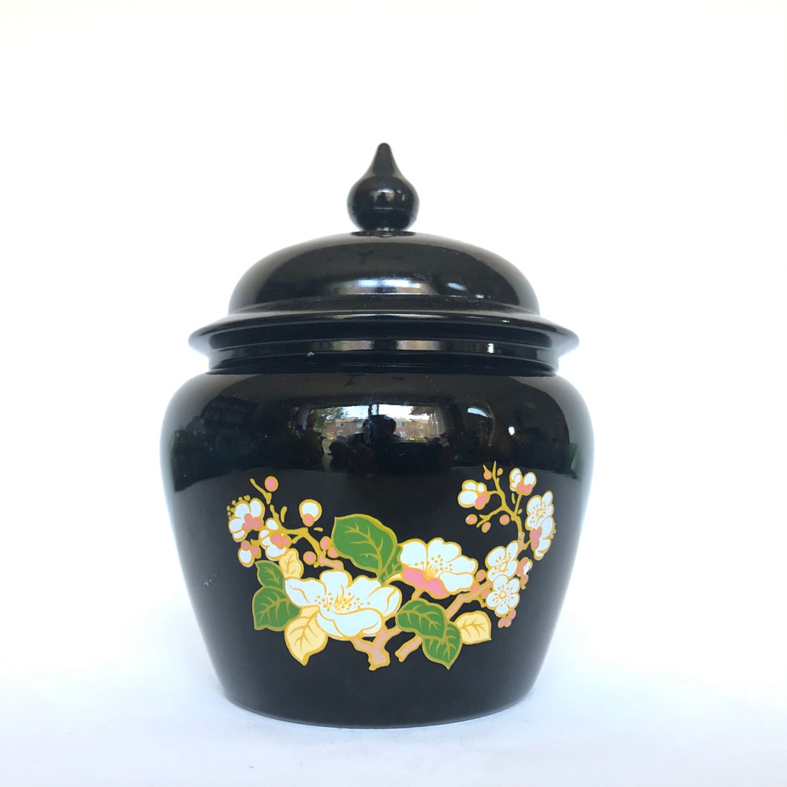 Vintage Avon Black Glass Ginger Jar - Lidded Bowl Covered Dish - Etsy