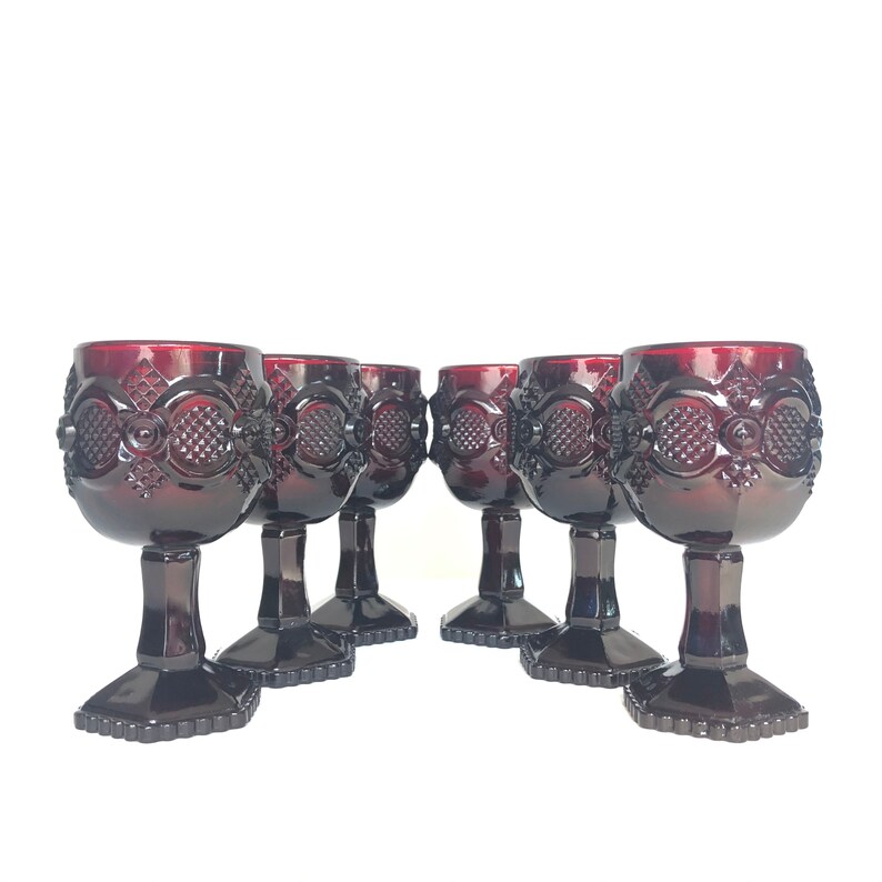 Set of 6 Vintage Avon Cape Cod Collection Ruby Red Glass 3.5oz - Etsy