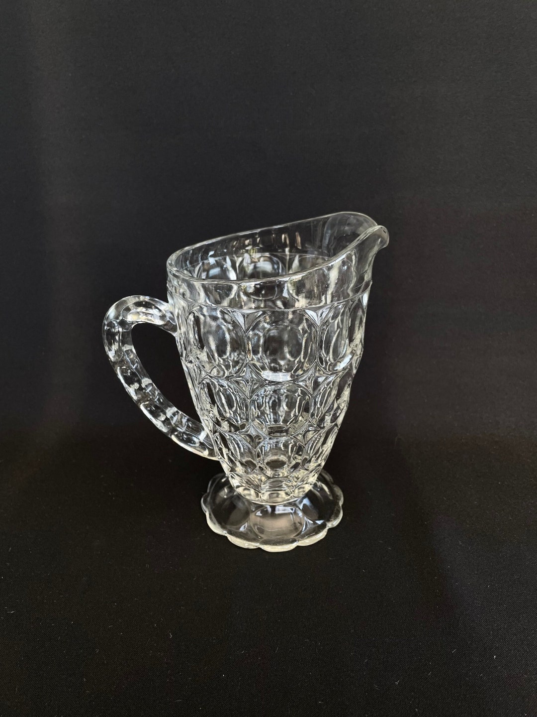 RARE - Vintage Clear Glass Circle Pattern 21oz Pitcher With Round ...