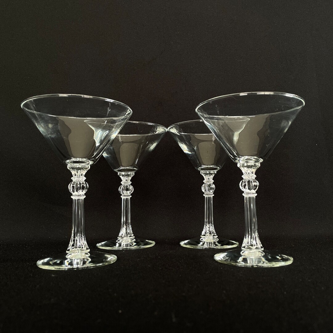 Set of 4 Vintage 6.5oz Panel Stem Martini Glasses - Vintage Barware ...