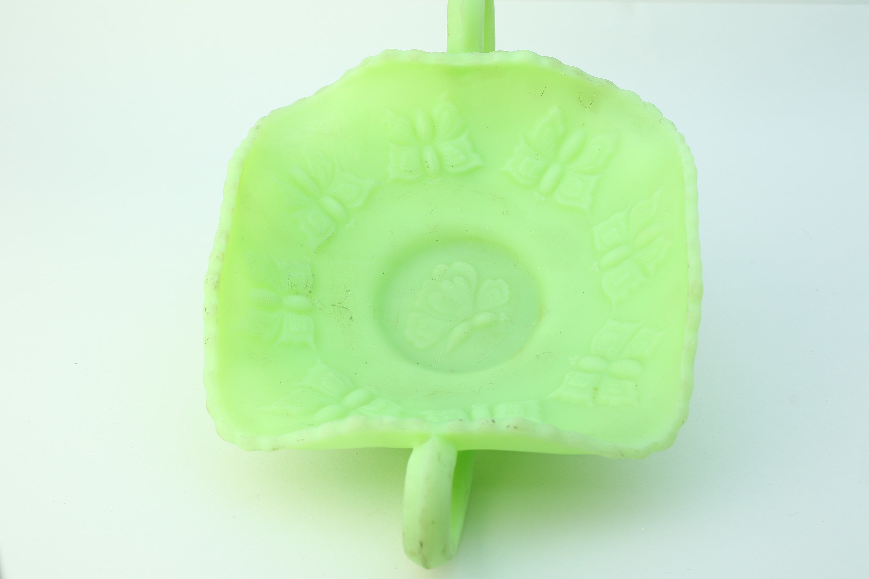 Vintage Fenton Satin Uranium Glass Butterfly Dish High - Etsy