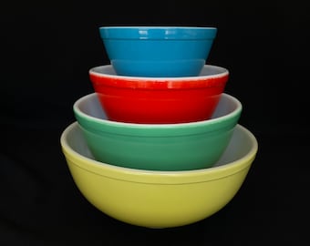 Vintage Pyrex Primary Colors Mixing Bowl Set of Four, Pyrex Nesting ...