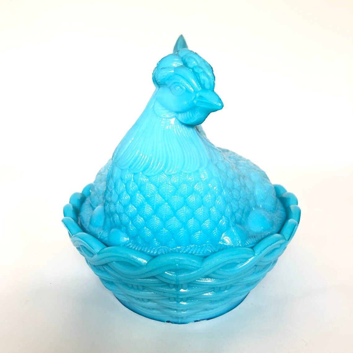 RARE Large Vintage Blue Slag Glass Hen on Nest Covered - Etsy