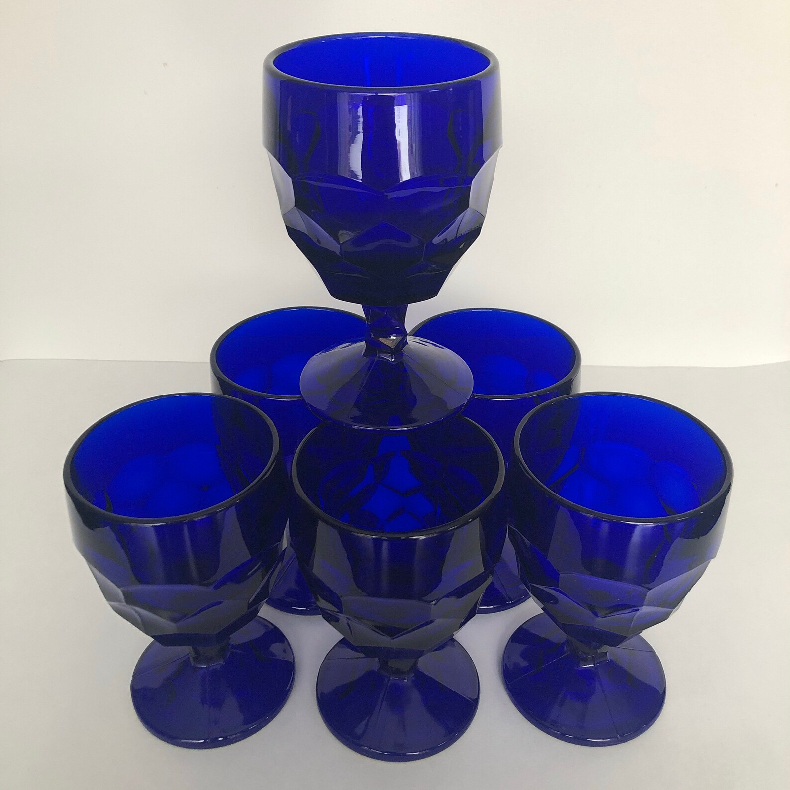 Set of 6 Vintage Cobalt Blue Glass Water Goblets - Etsy