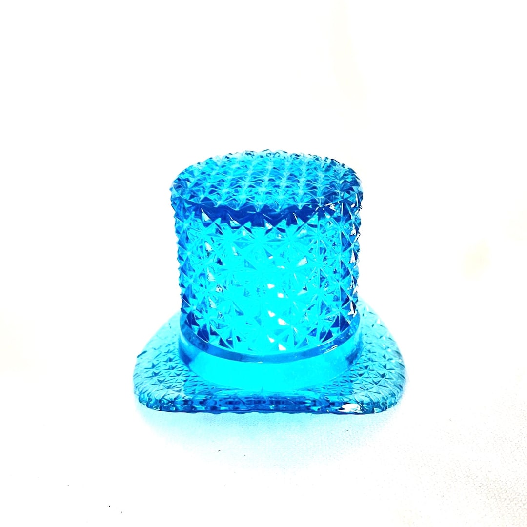 Vintage Top Hat Capri Blue Glass Toothpick Holder / Bowl / Mini Vase ...