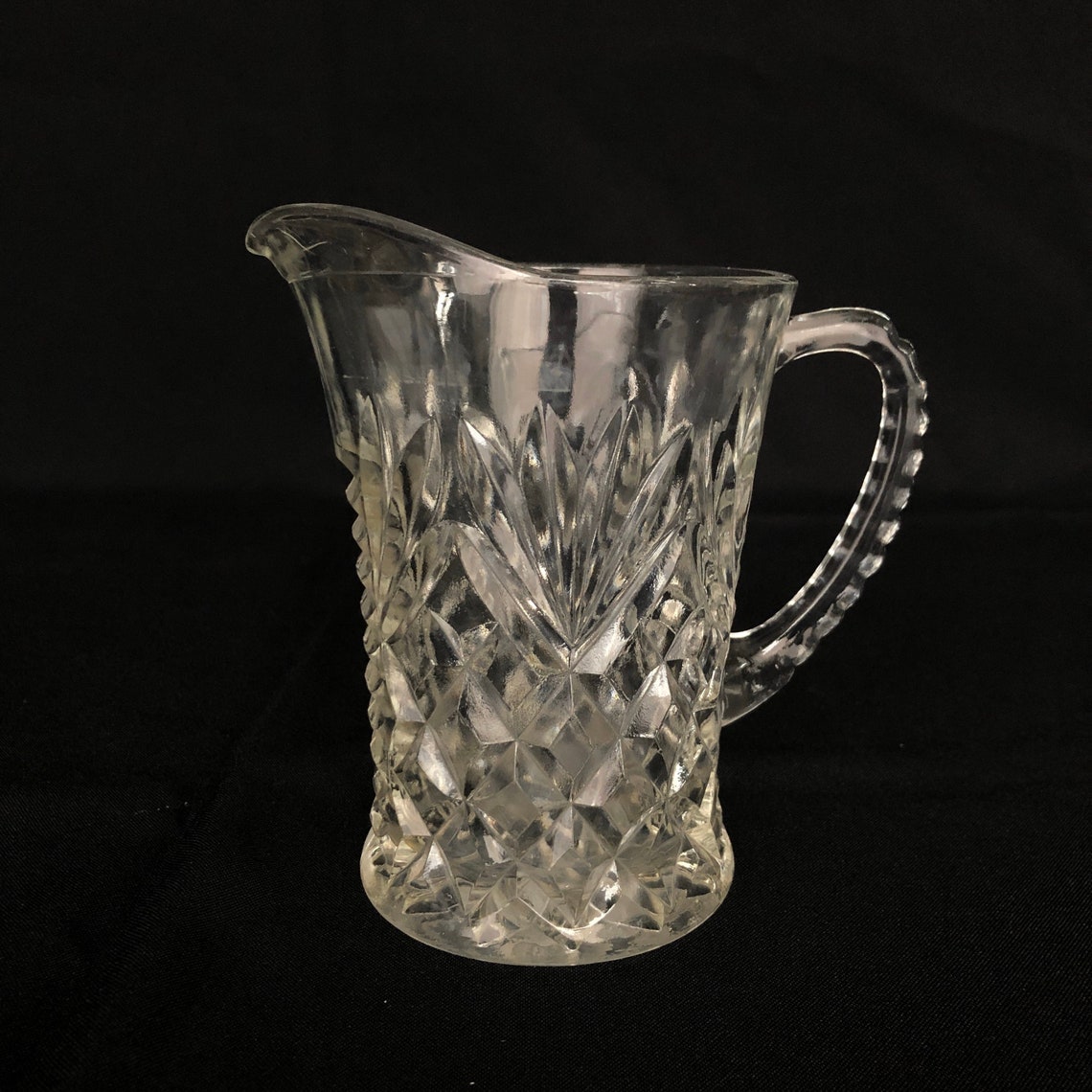 Small Vintage Clear Prescut Glass Pitcher Jug - Etsy