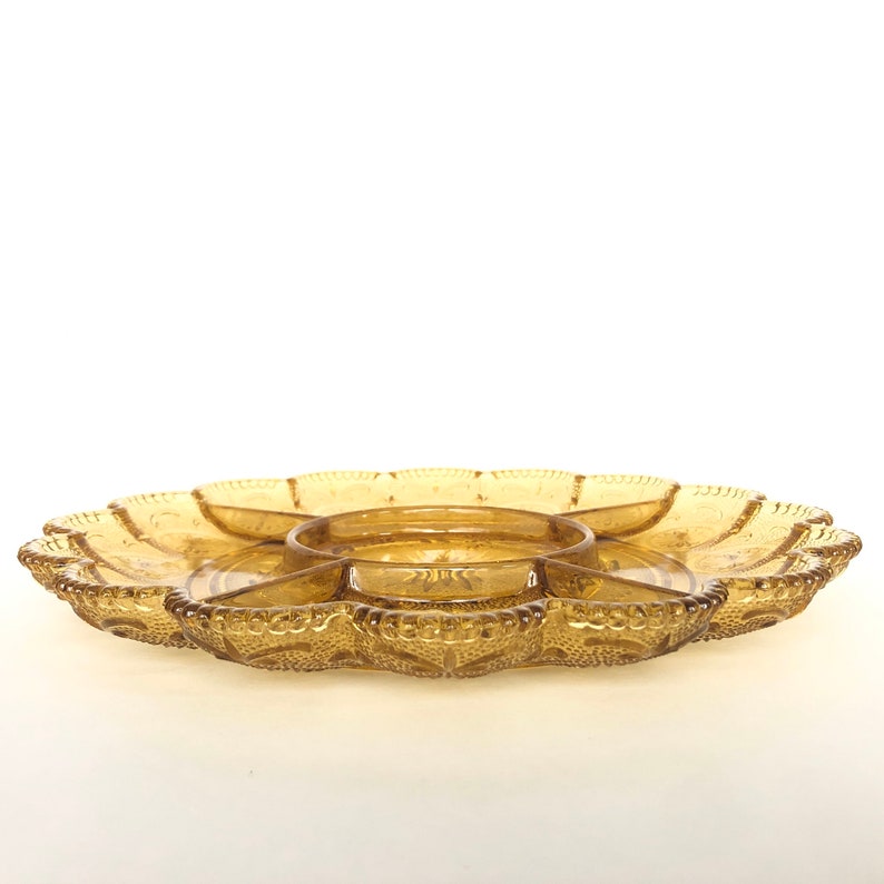 Vintage Yellow Amber Pressed Glass Divided Sectioned Plate - Etsy