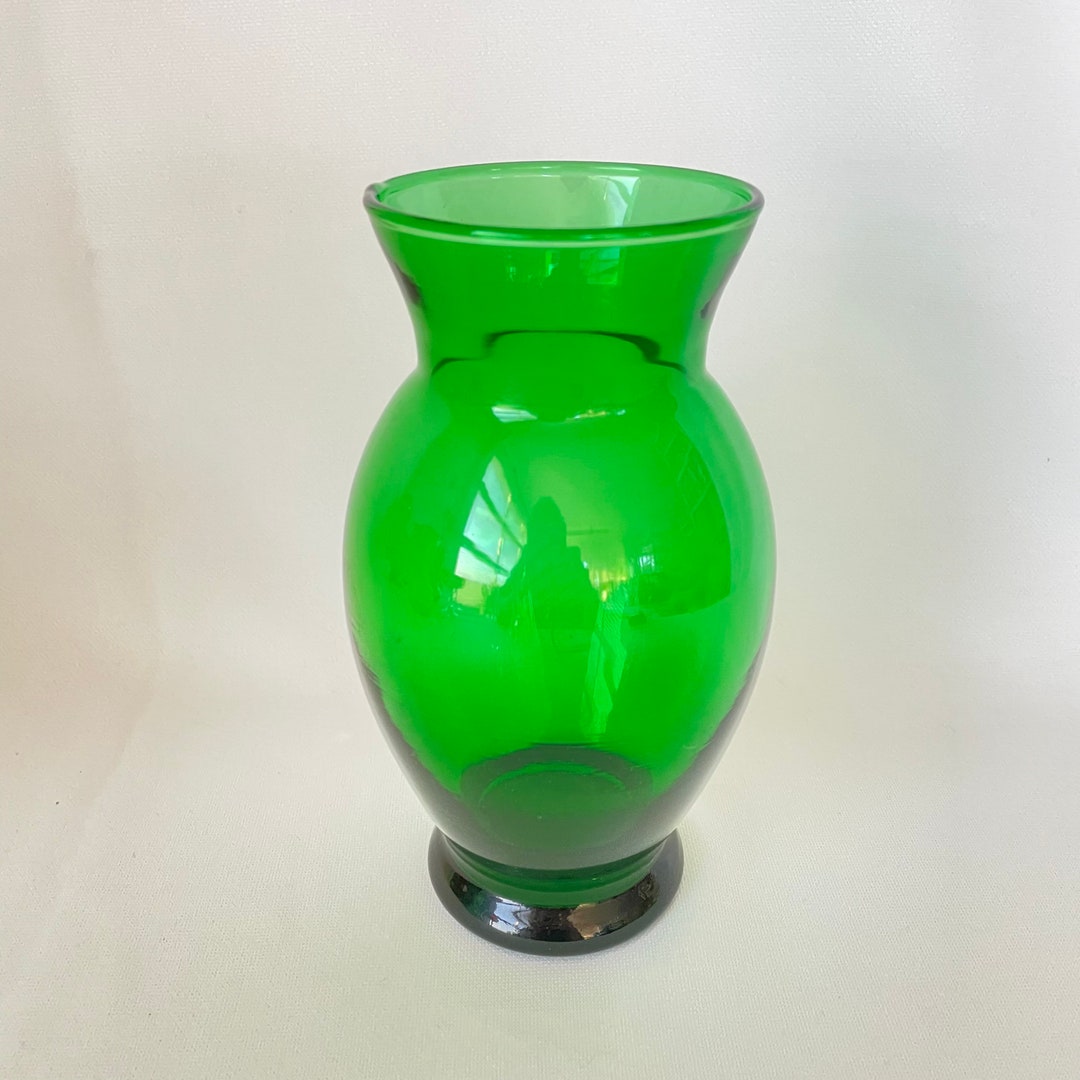 Vintage Emerald Green Glass Vase by Anchor Hocking Glass - Etsy